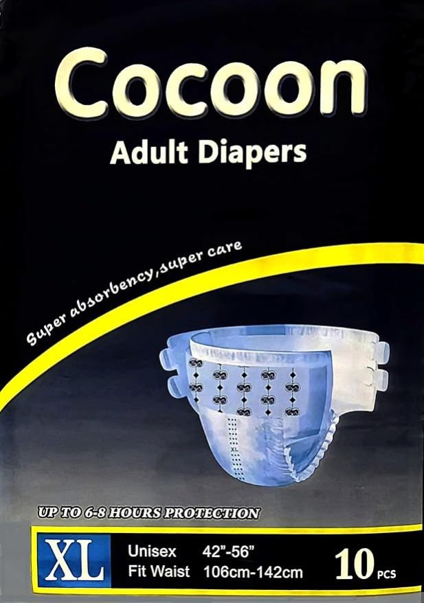 Cocoon Adult Diapers, Unisex, Extra Large XL (106-142 cm), 10 diapers ...
