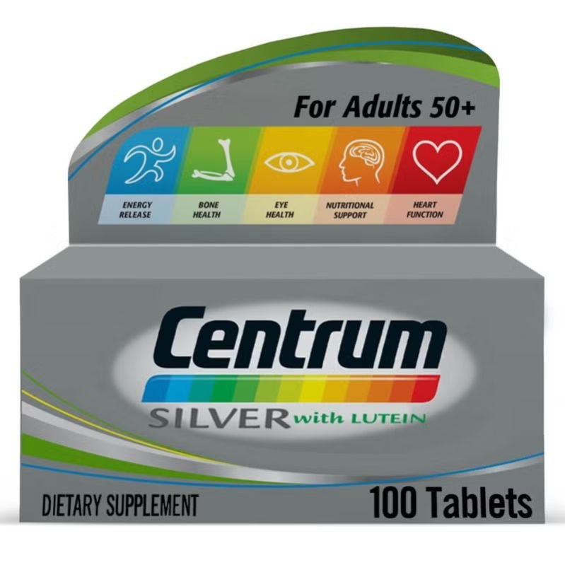 Centrum Silver With Lutein 50+ Adult Multivitamin Supplement Tablets ...